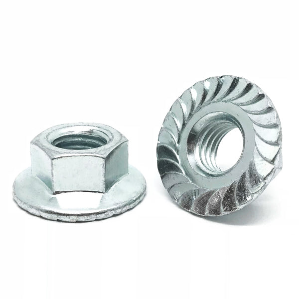 Grade 2 Large Flange Serrated Nuts — flangebolts.com