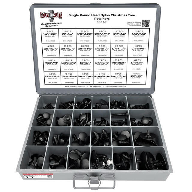 Single Round Head Black Nylon Christmas Tree Retainer Assortment - 245 ...